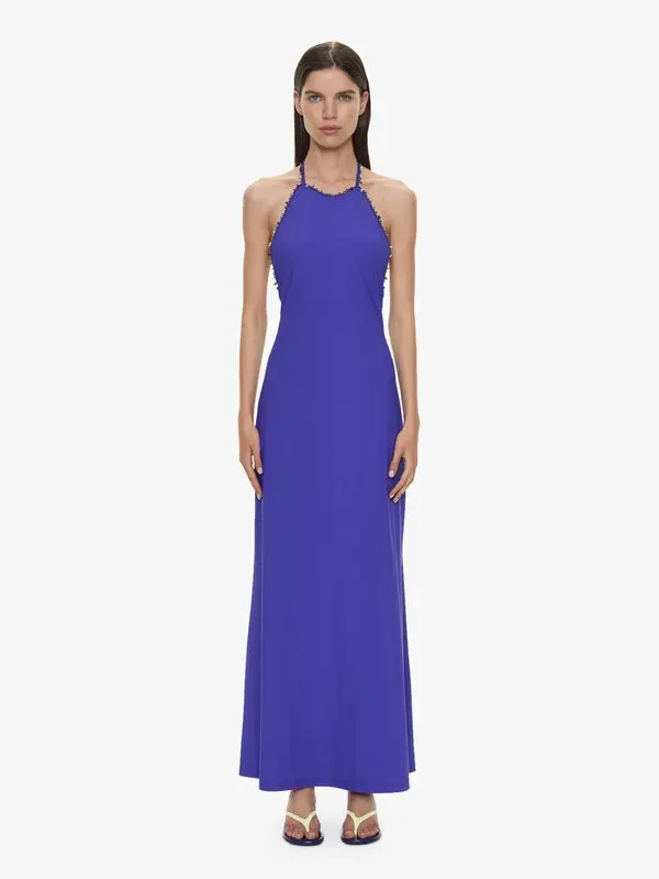 Christopher Esber Beach Quartz Halter Lycra Maxi Dress - Indigo