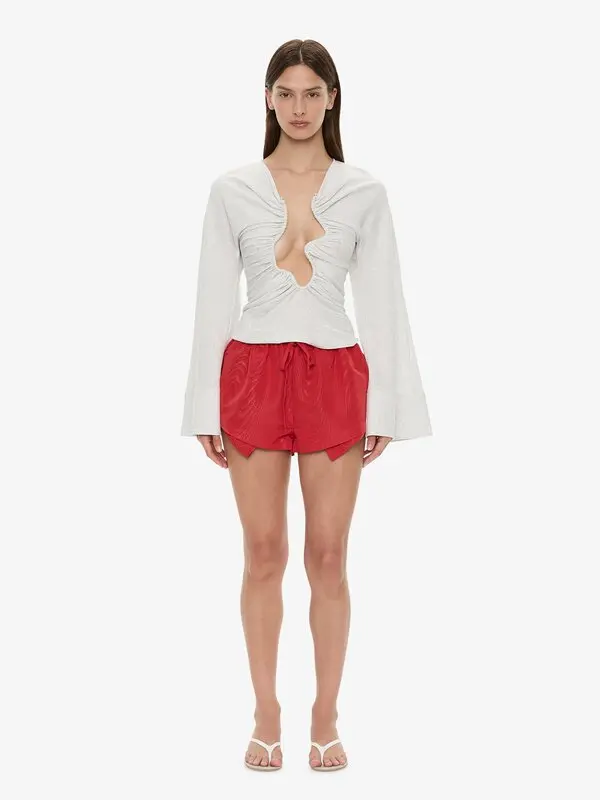 Christopher Esber Ruched Long Sleeve Top With Sculpted Wire Detail