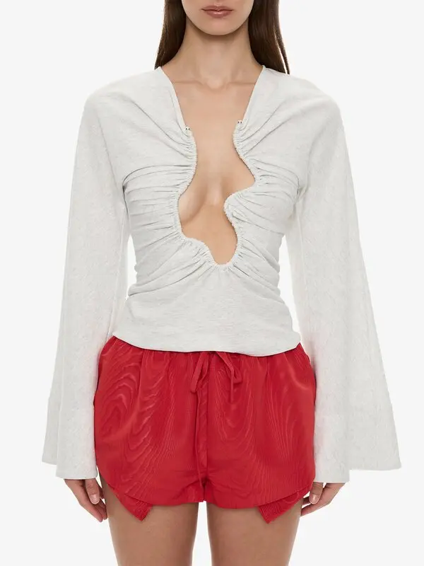 Christopher Esber Ruched Long Sleeve Top With Sculpted Wire Detail