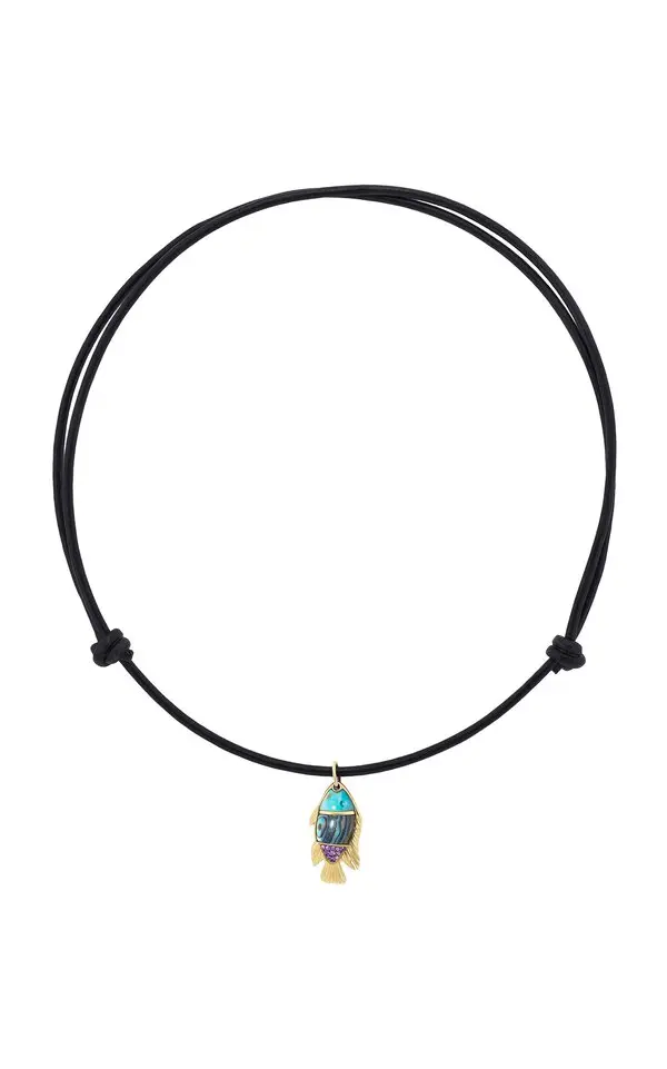 EMILY P. WHEELER 18k Yellow Gold Fish Pendant Necklace - Blue