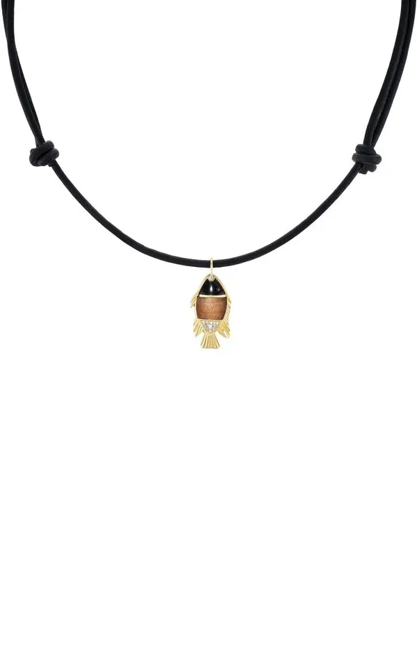 EMILY P. WHEELER 18k Yellow Gold Fish Pendant Necklace - Brown