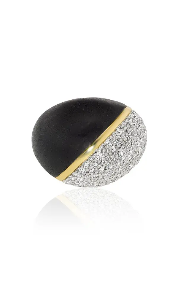 EMILY P. WHEELER 18k Yellow Gold Ebony Dome Ring - White