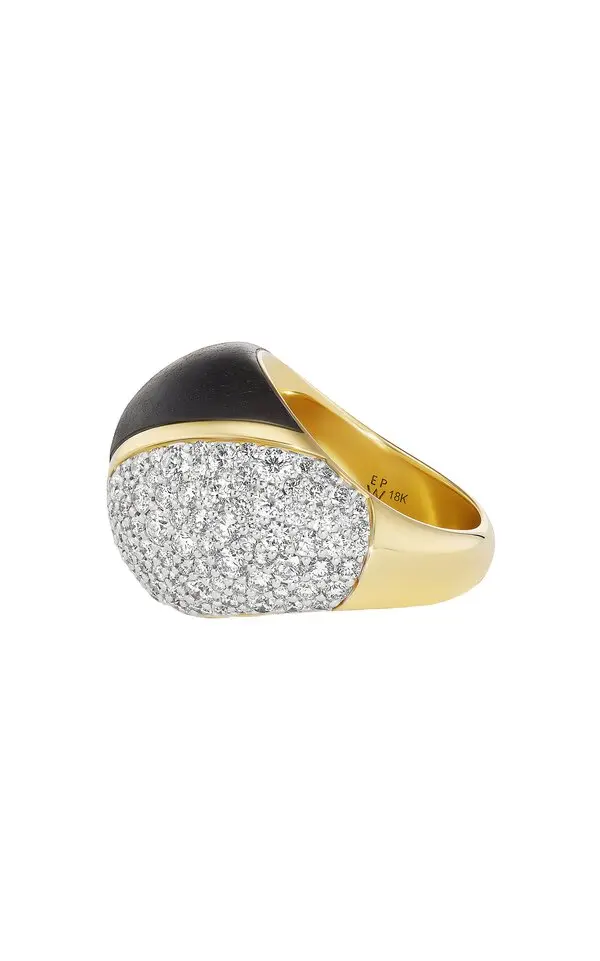 EMILY P. WHEELER 18k Yellow Gold Ebony Dome Ring