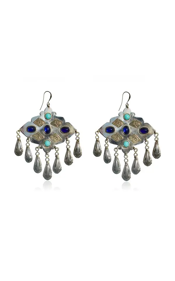 Vertigo Murano & Turquoise Teardrop Amulet Earrings - Blue
