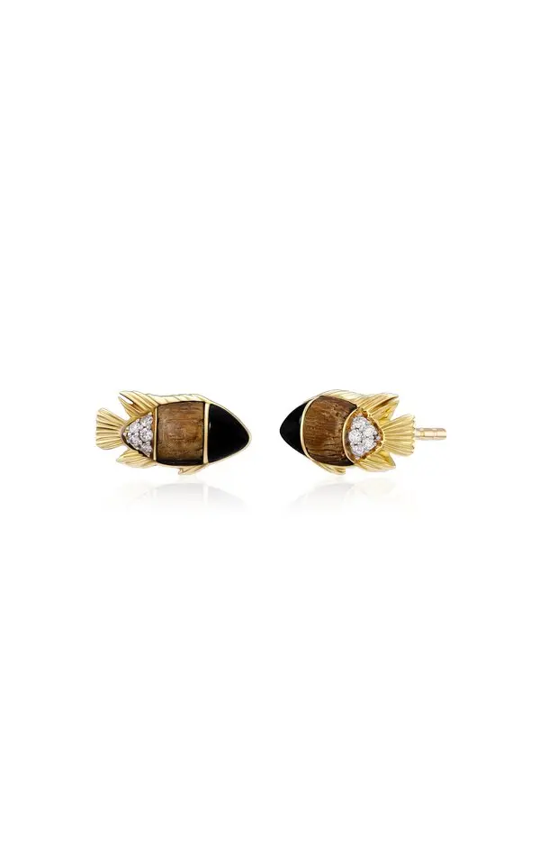 EMILY P. WHEELER 18k Yellow Gold Fish Stud Earrings - Brown