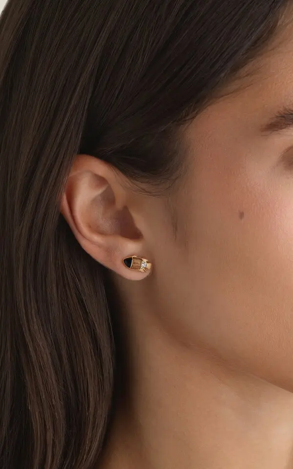 EMILY P. WHEELER 18k Yellow Gold Fish Stud Earrings - Brown