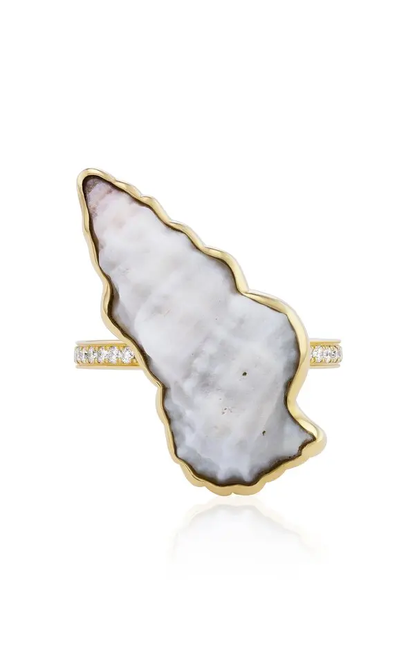 EMILY P. WHEELER 18k Yellow Gold Shell Pinky Ring - White