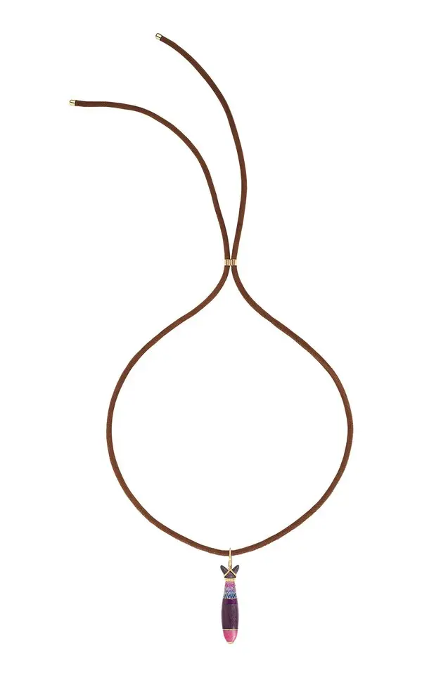 EMILY P. WHEELER 18k Yellow Gold Fish Pendant With Purpleheart Wood And Stones - Pink