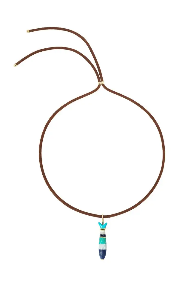 EMILY P. WHEELER 18k Yellow Gold Fish Pendant Necklace With Stones - Blue