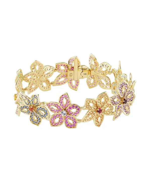 EMILY P. WHEELER 18k Yellow Gold Floral Gemstone Bracelet