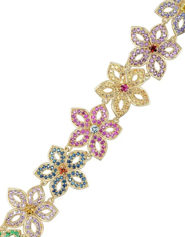 EMILY P. WHEELER 18k Yellow Gold Floral Gemstone Bracelet