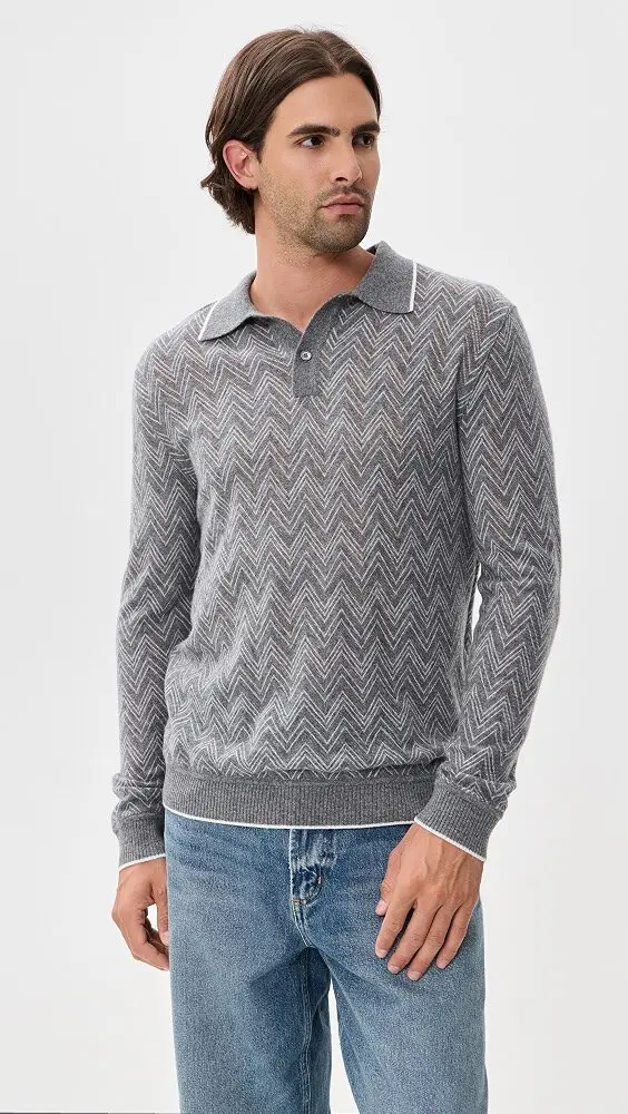 Missoni Long Sleeve Cashmere Polo - Grey Tones