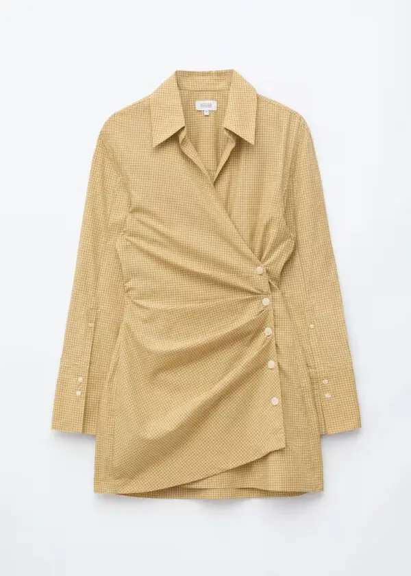 & Other Stories Wrap Shirt Mini Dress With Turn-down Collar And Buttoned Cuffs