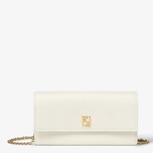 Fendi Ff Continental With Chain - Beige