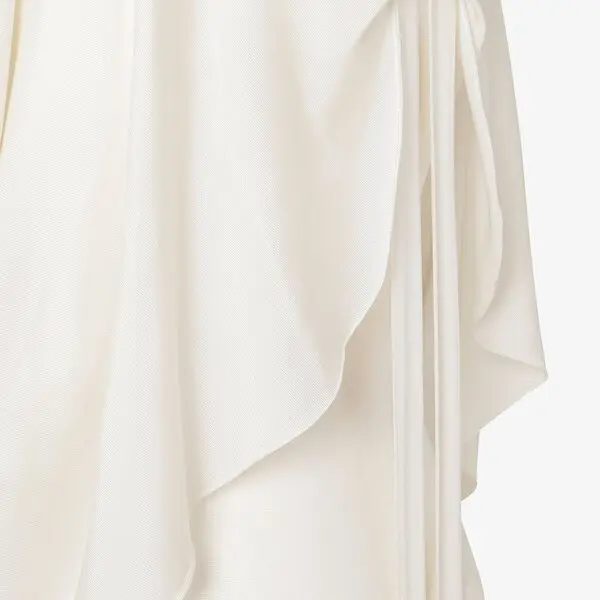 Fendi Ivory Silk Yarn Long Dress With Cape Sleeves