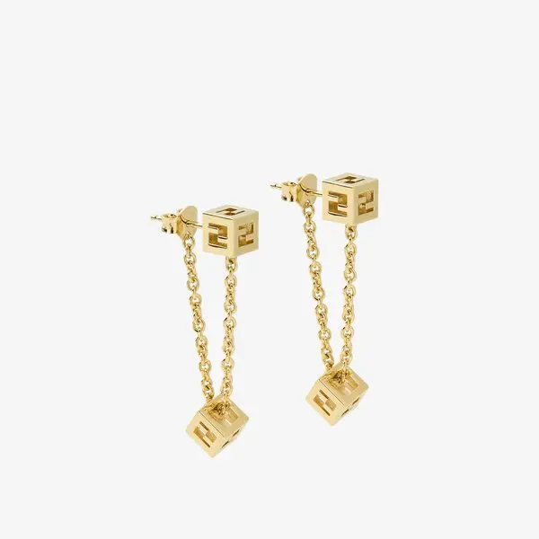 Fendi Ff Logo Pendant Earrings - Gold