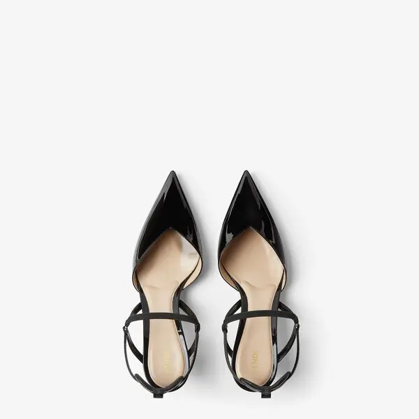 Fendi Colibrì Lite Patent Calf Leather Slingbacks - Black