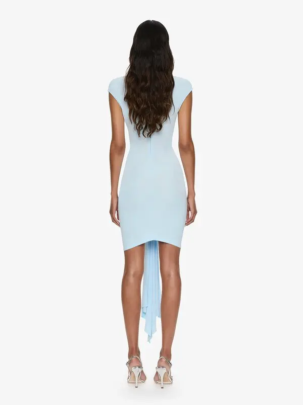 Christopher Esber Bezel Quartz Disconnect Short Sleeve Mini Dress - Lago Blue