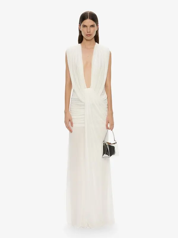 Christopher Esber Ripple Drape Gown - White