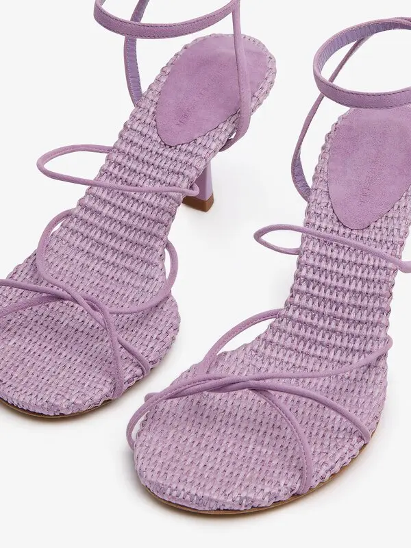Christopher Esber Blaze Raffia Suede Heel Sandals