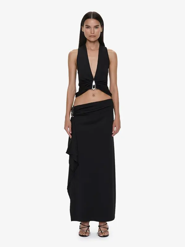 Christopher Esber Crystal Pendant Halter Tank - Black