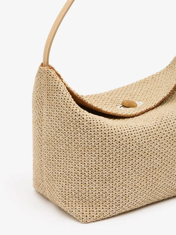 Christopher Esber Turnlock Raffia Hobo Bag - Natural