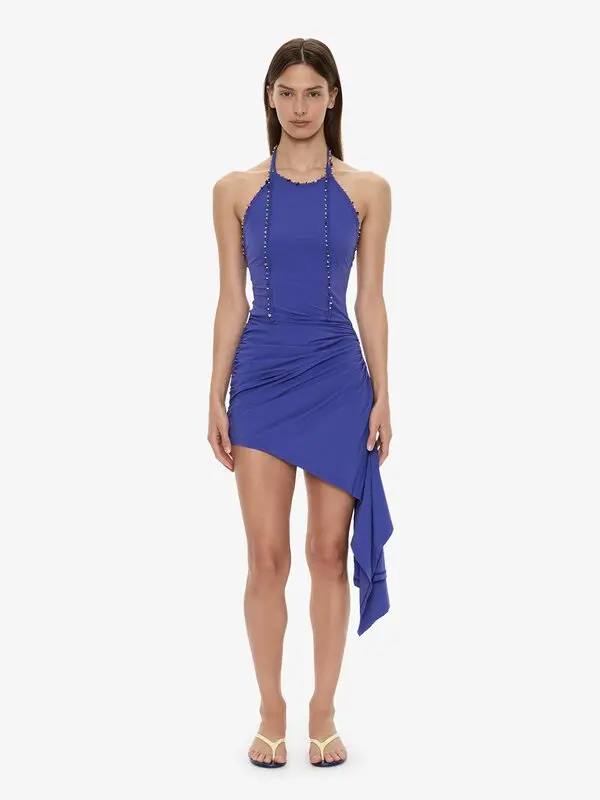 Christopher Esber Beach Quartz Ruched Mini Dress - Indigo