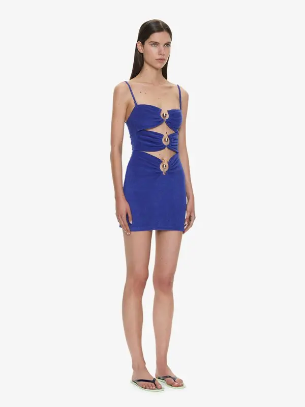 Christopher Esber Looped Back Pierced Orbit Mini Dress - Indigo