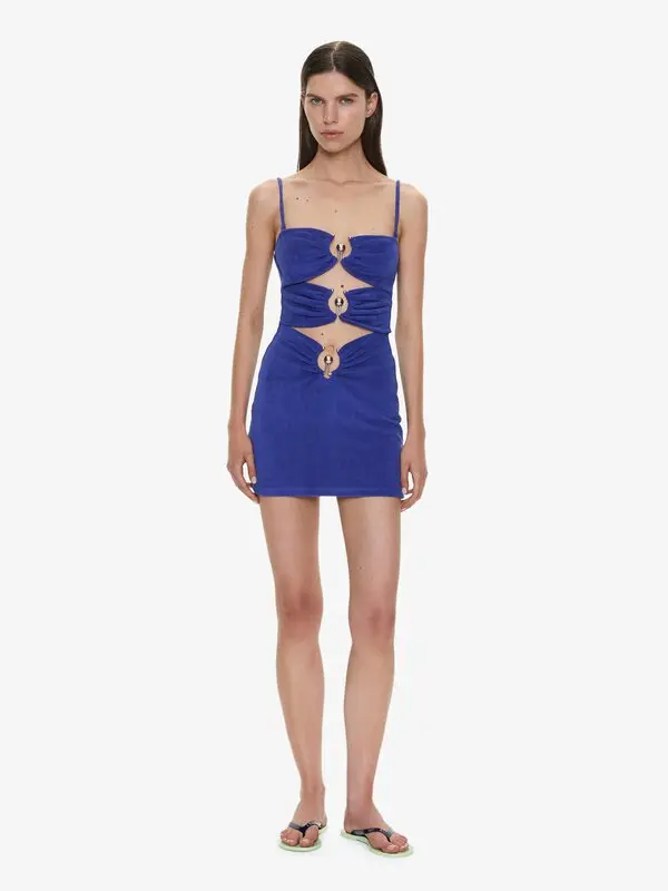 Christopher Esber Looped Back Pierced Orbit Mini Dress - Indigo