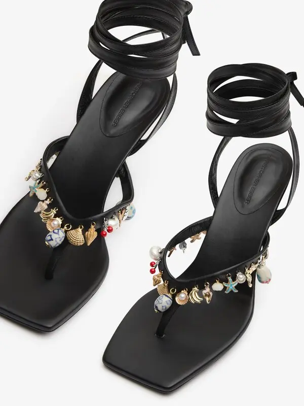 Christopher Esber Memento Charm Flip Flop Heel - Black