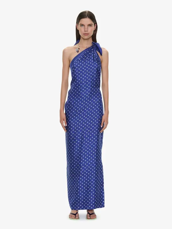 Christopher Esber One-shoulder Bandana Scarf Tie Dress - Indigo