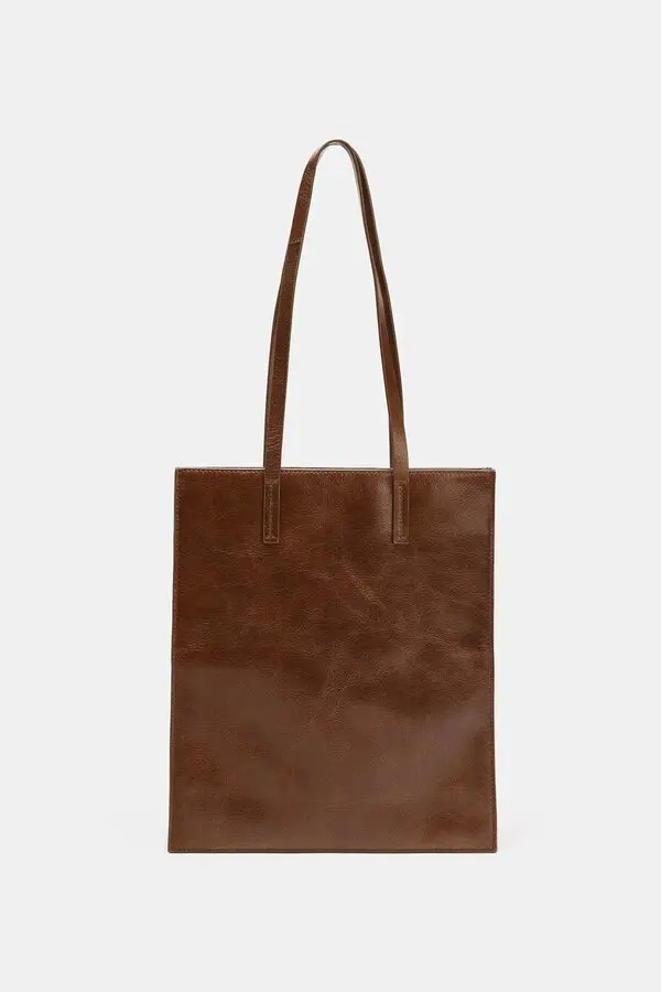 Zara Leather Shoulder Tote Bag