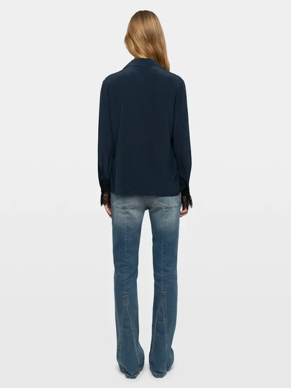 Zadig&Voltaire Thely Silk Shirt With Lace Cuffs - Encre