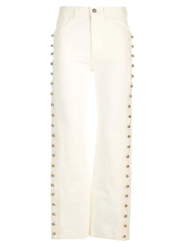 Chloé Cropped Jeans With Embellished Profile - White