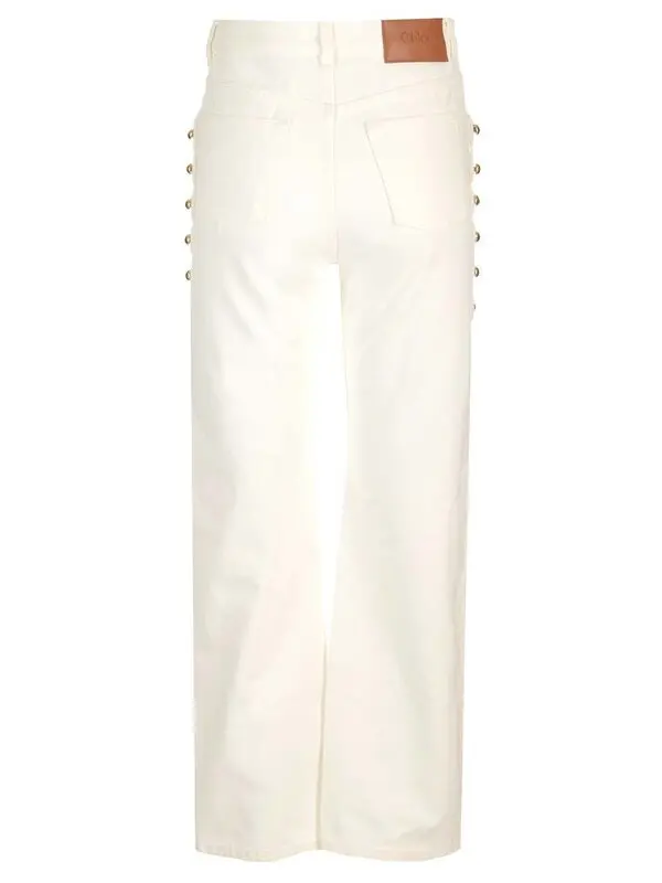 Chloé Cropped Jeans With Embellished Profile - White