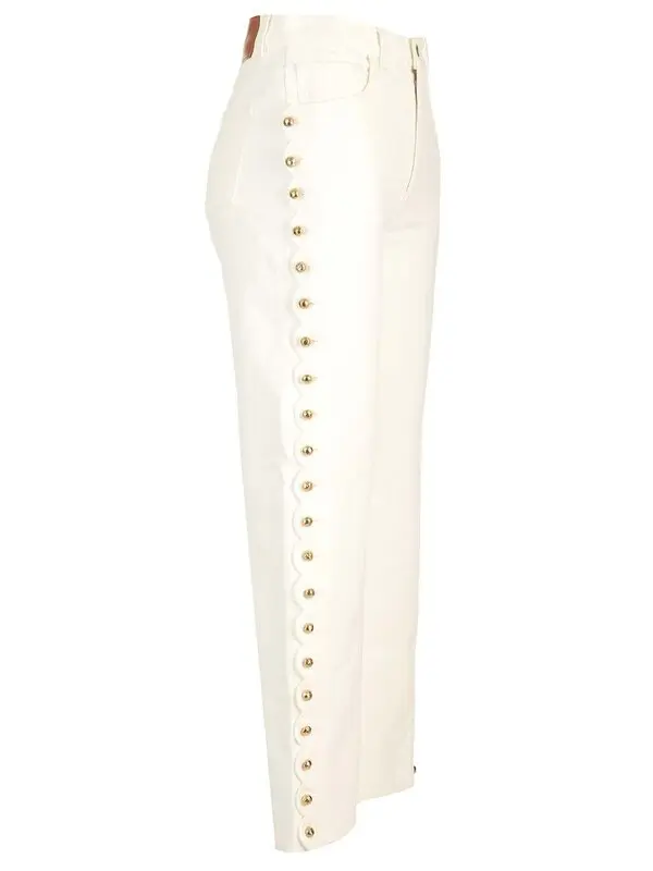 Chloé Cropped Jeans With Embellished Profile - White