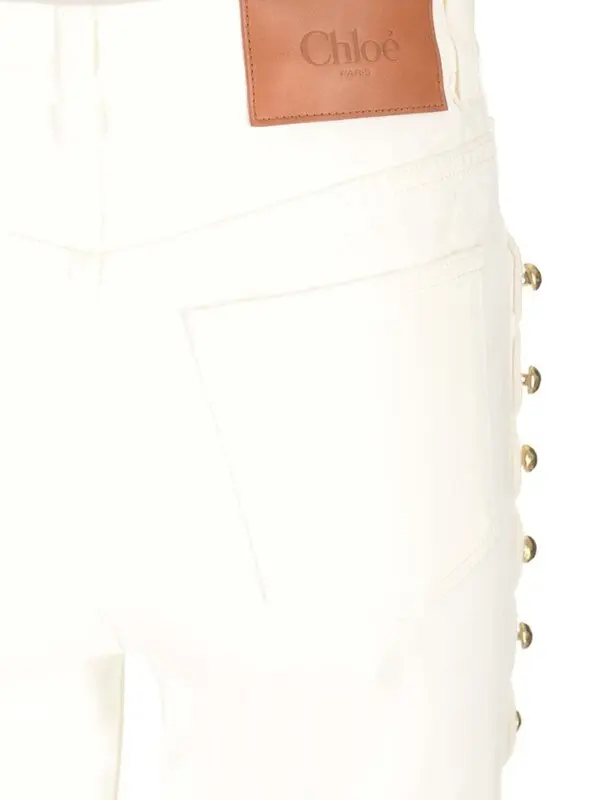 Chloé Cropped Jeans With Embellished Profile - White