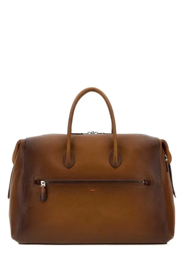 Santoni Leather Travel Bag - Brown