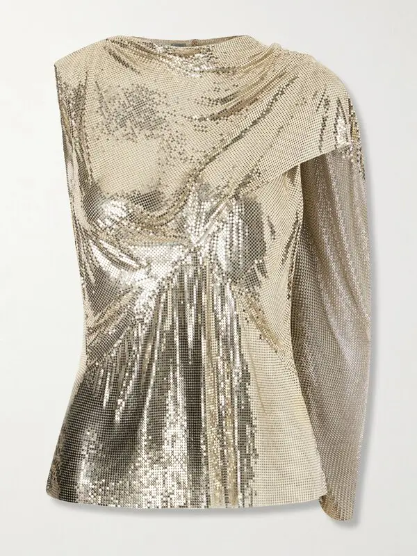 Rabanne Chainmail Draped Tank - Gold