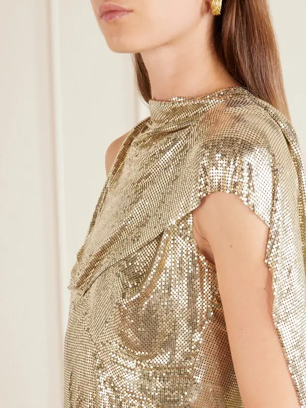 Rabanne Chainmail Draped Tank - Gold