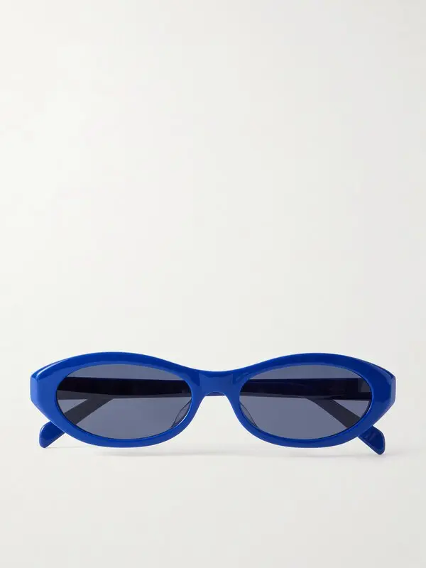 Celine Triomphe Mini Oval-frame Sunglasses - Blue