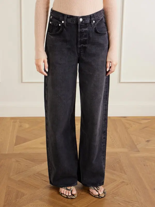 Citizens Of Humanity Ayla Mid-rise Wide-leg Jeans - Black