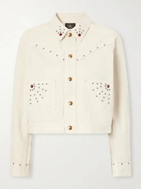 Ralph Lauren Cropped Embellished Denim Jacket