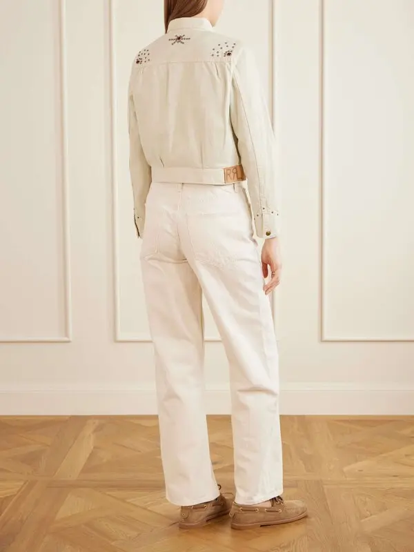 Ralph Lauren Ida Cropped Embellished Denim Jacket