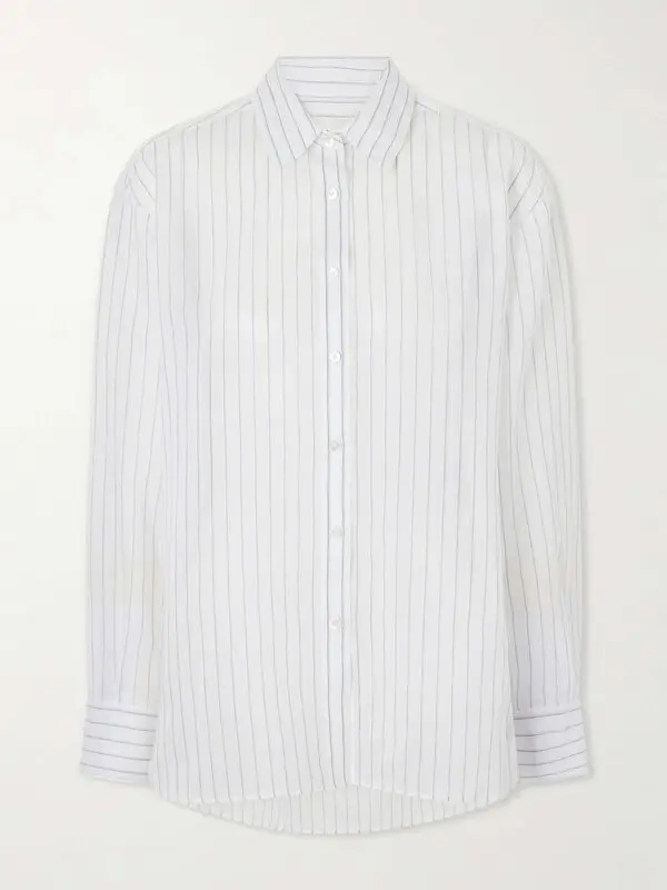 Aflalo Brein Striped Cotton And Silk-blend Voile Shirt - Blue