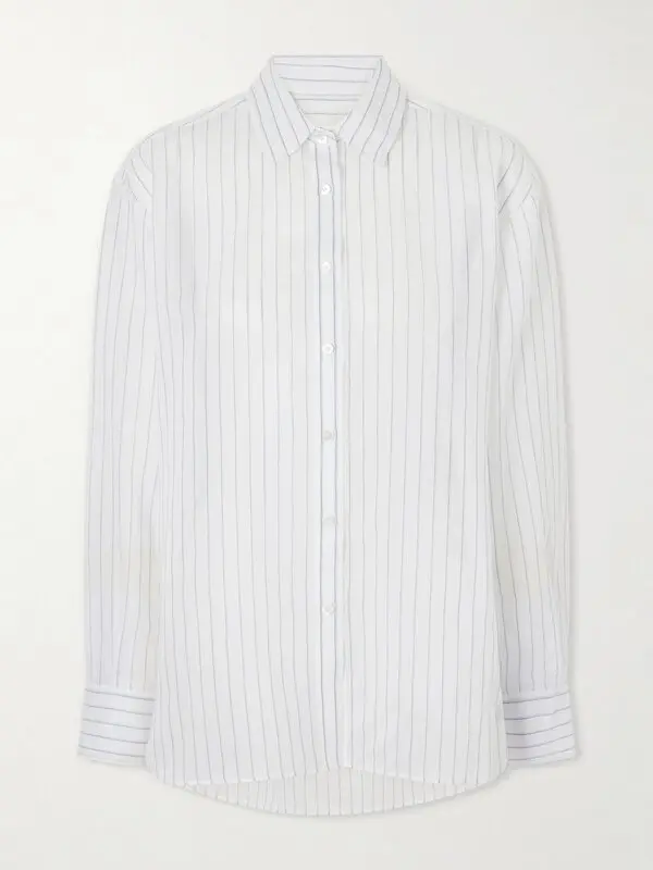 Aflalo Brein Striped Cotton And Silk-blend Voile Shirt - Blue