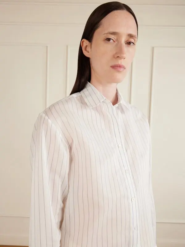Aflalo Brein Striped Cotton And Silk-blend Voile Shirt
