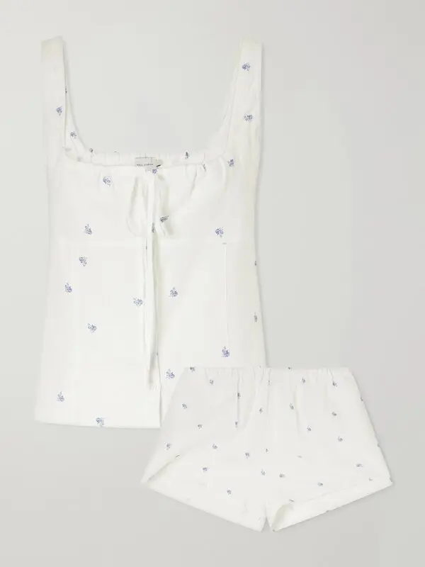 DEIJI STUDIOS Floral-printed Linen Pajama Set - White