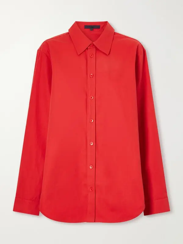 Tibi Easy Cotton-twill Gabardine Shirt - Red