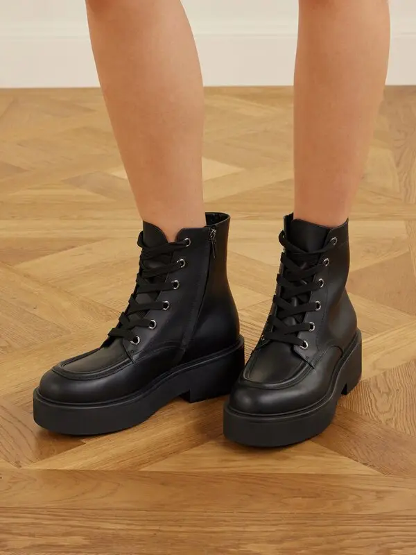 GIANVITO ROSSI Leather Lace-up Ankle Boots